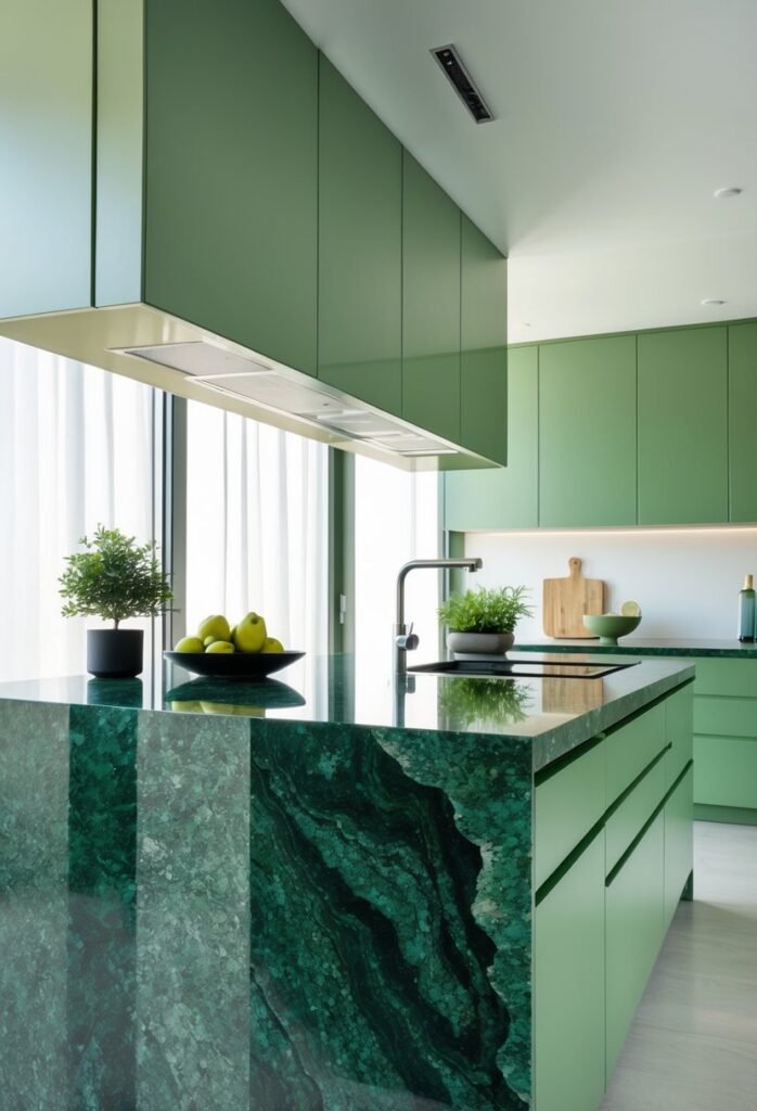 15 Kitchens With Green Countertops That Redefine Modern Style